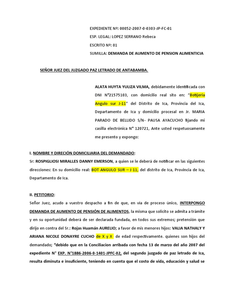 Alimentos Lima Sur | PDF | Pensión alimenticia | Constitución