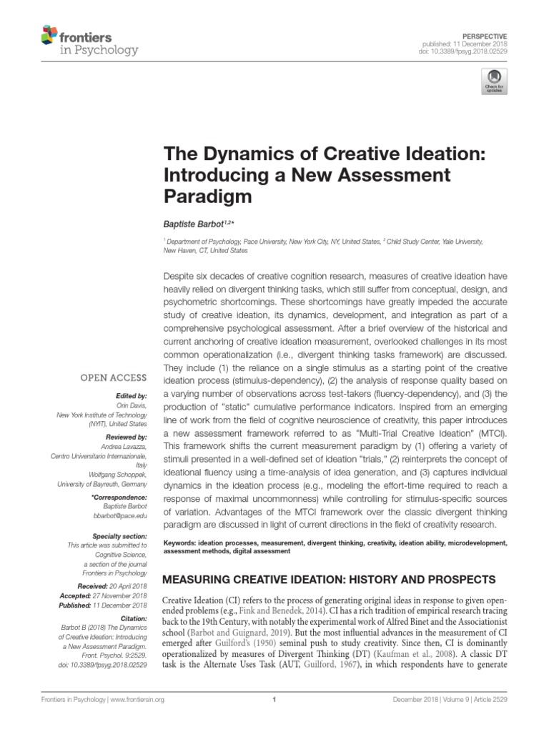 The Dynamics of Creative Ideation Introducing A Ne | PDF | Creativity ...