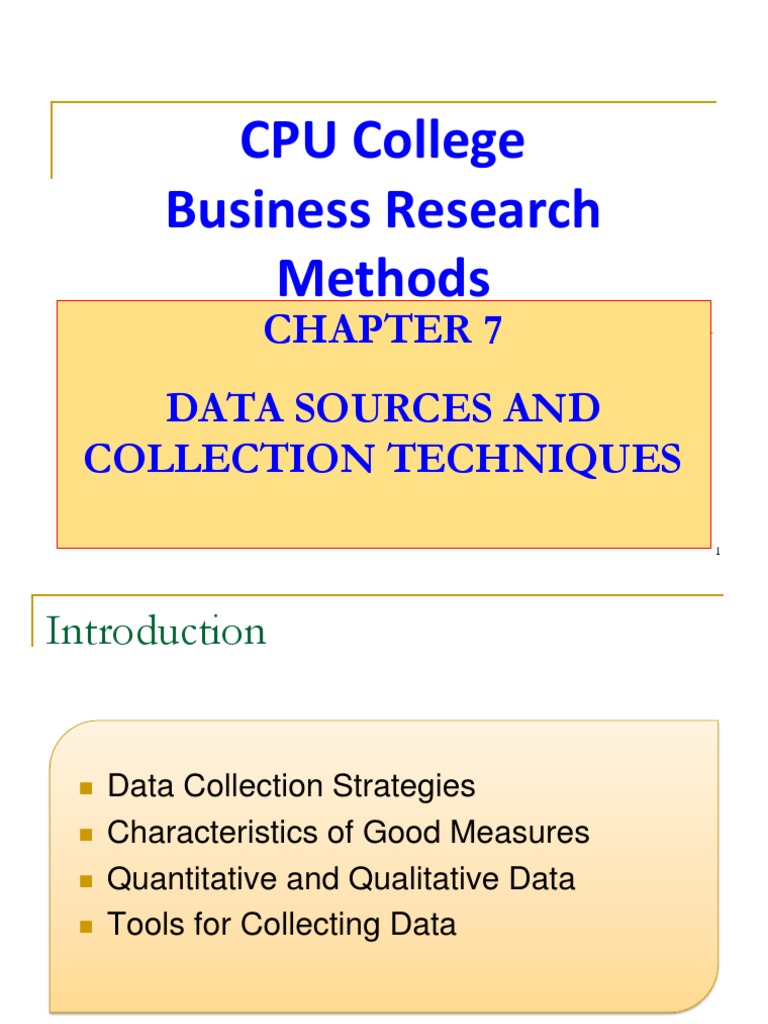 CPU College Business Research Methods (MBA 601) (ACFN 628) : Data ...