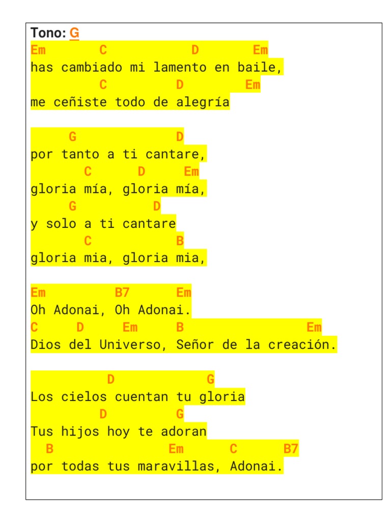 Letras y acordes de "Oh Adonai" | PDF