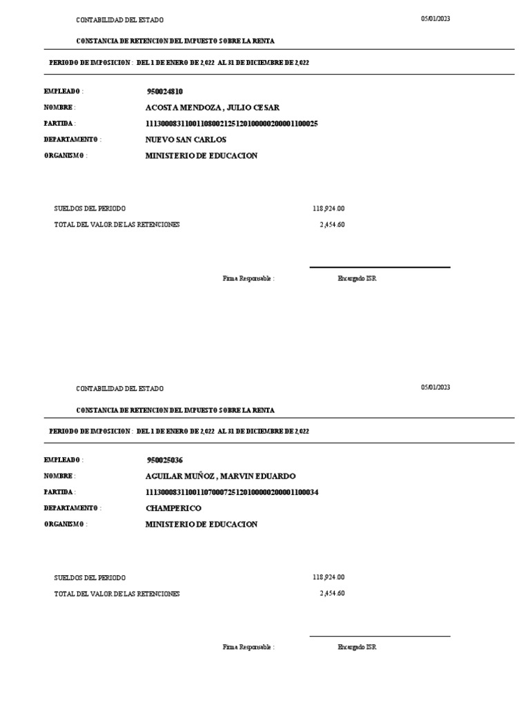 Constancias de Retencion Isr | PDF | Finanzas personales | Dinero