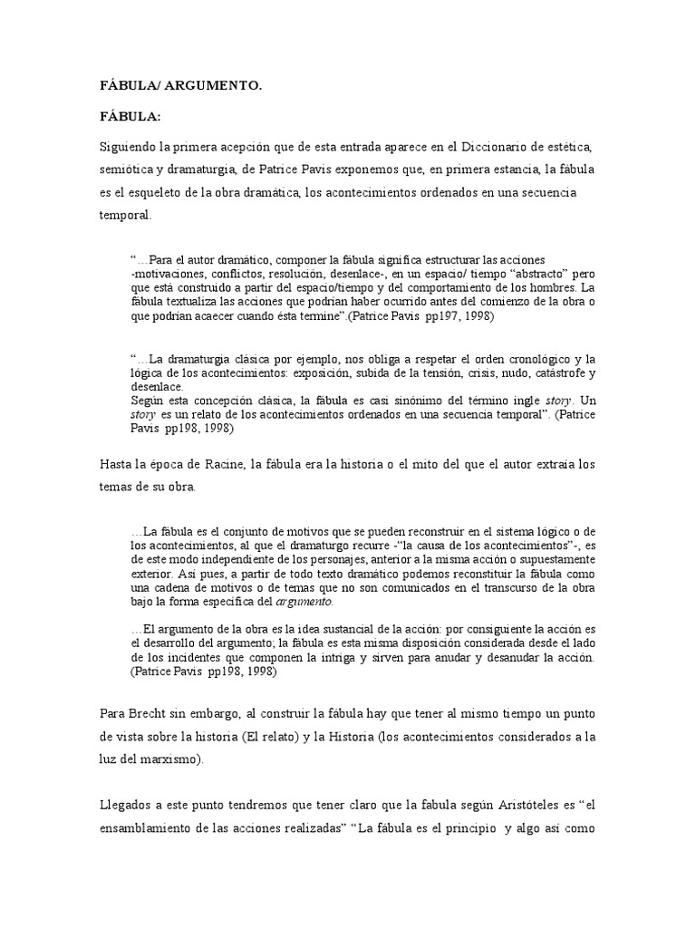 Fábula - Argumento. | PDF | Fábula | Argumento