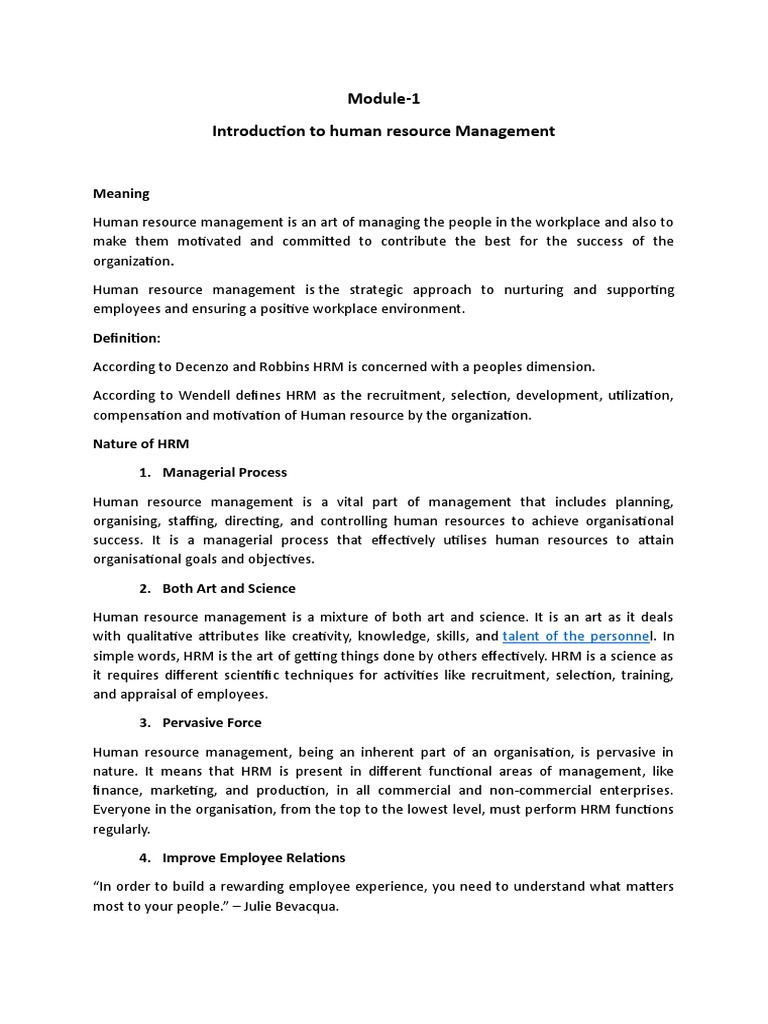 Module 1 | PDF | Human Resource Management | Human Resources