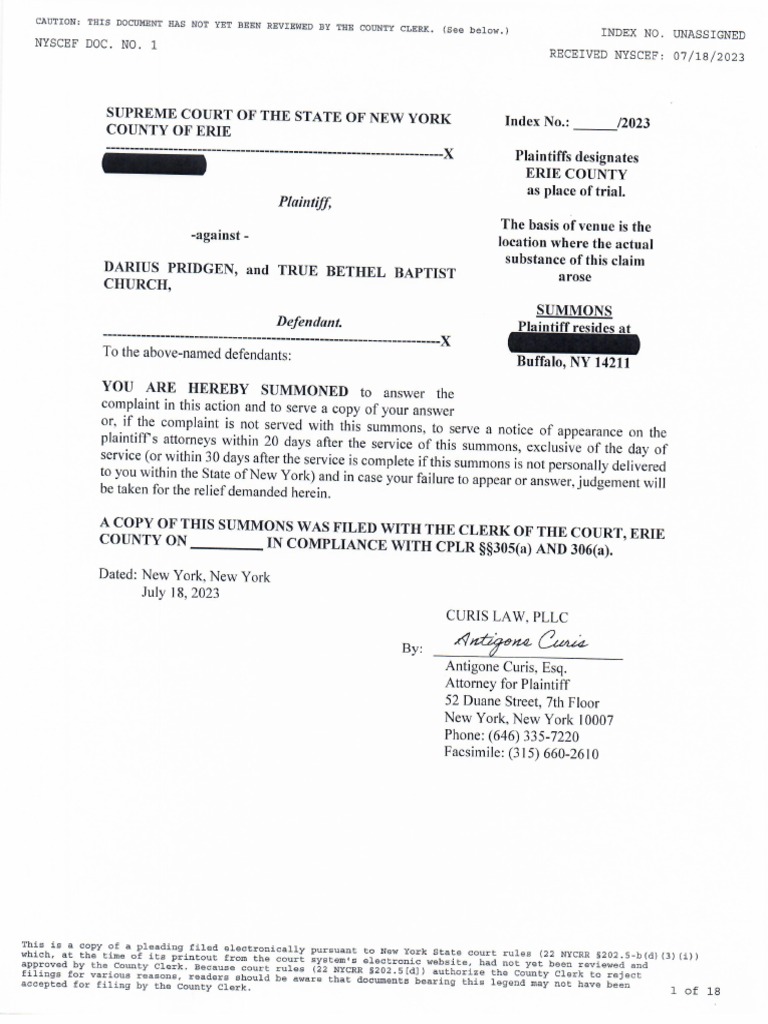 Darius Pridgen Named in Civil Lawsuit | PDF