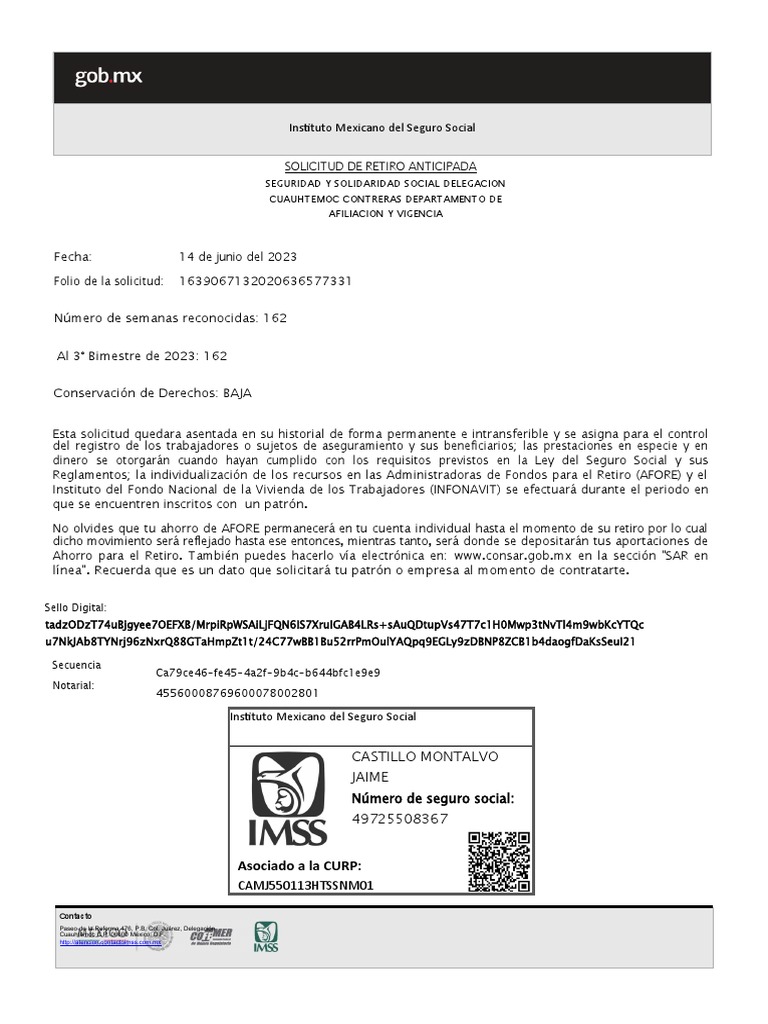 Solicitud de Retiro | PDF