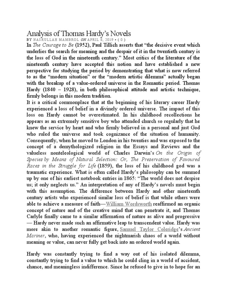 Analysis of Thomas Hardy | PDF