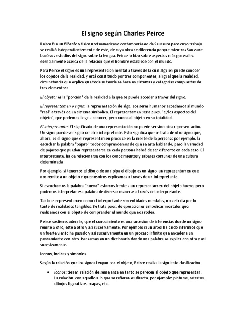 El Signo Según Charles Peirce | Descargar gratis PDF | Charles Sanders ...