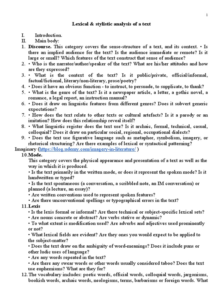 Lexical & Stylistic Analysis of A Text 2023 | PDF | Languages | Foreign Language Studies