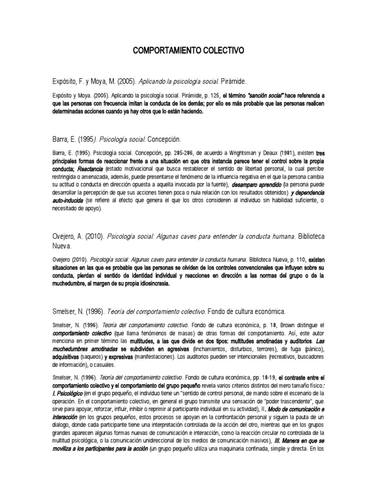 Comportamiento Colectivo | PDF | Psicología Social | Comportamiento