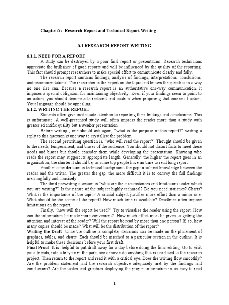 Chapter 6 Writing The Report | PDF | Abstract (Summary) | Methodology