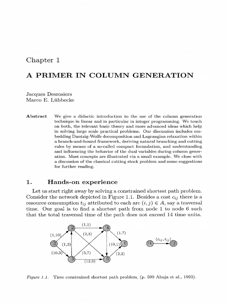 Desrosiers, Lübbecke - A Primer in Column Generation | PDF | Linear Programming | Mathematical ...