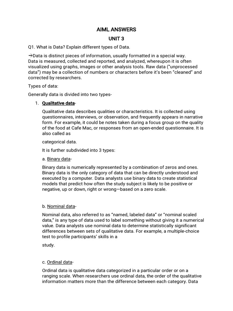 Aiml Answers Pdf