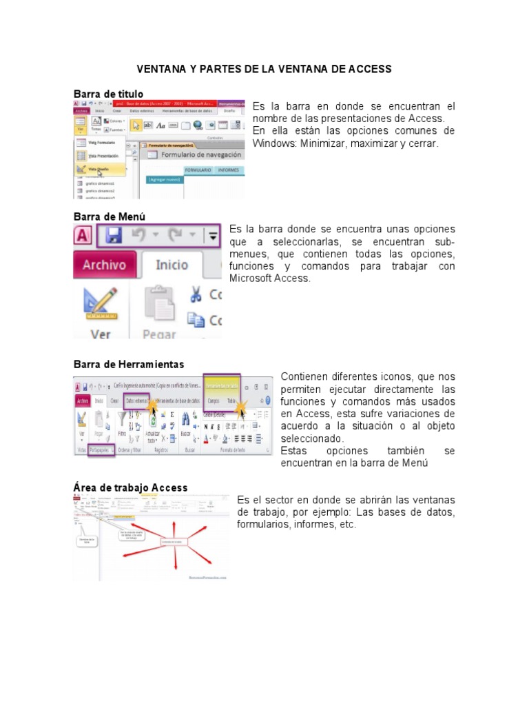 Ventana y Partes de La Ventana de Access | PDF | Ventana (informática ...