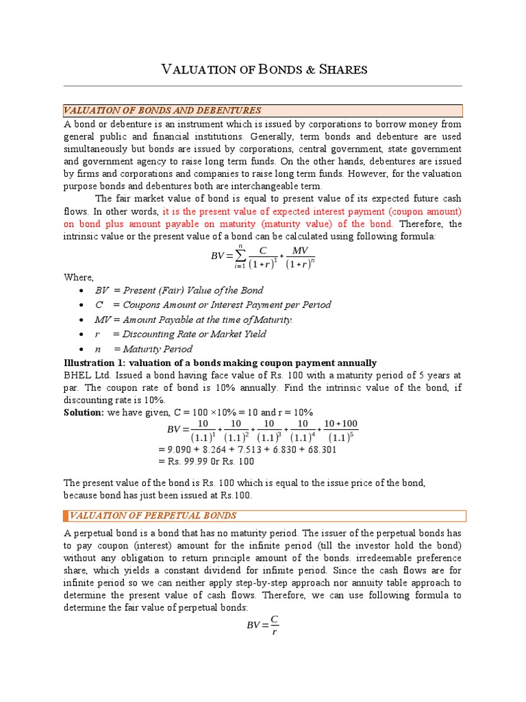 Valuation of Bonds | PDF | Bonds (Finance) | Equity (Finance) Valuation of Bonds | PDF | Bonds (Finance) | Equity (Finance)