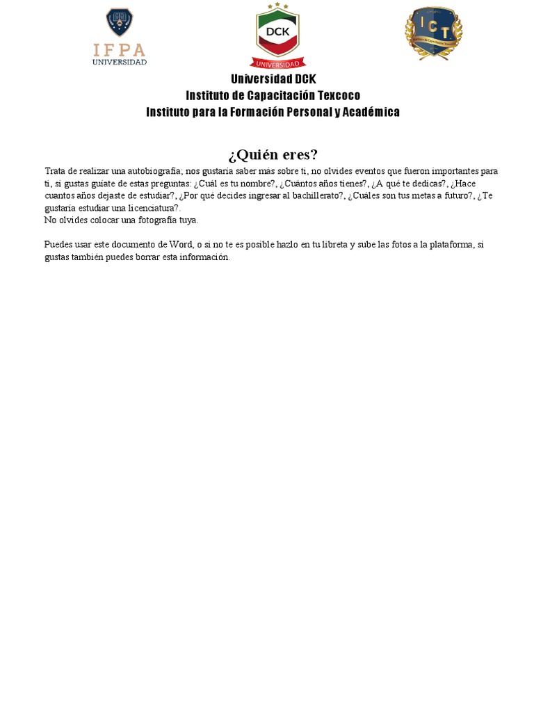 Actividad 1 Quien Eres Tu | PDF | Crecimiento personal y profesional
