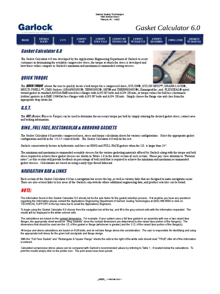 Gasket Calculator 6.0 - 2 | PDF | Screw | Mechanical Engineering