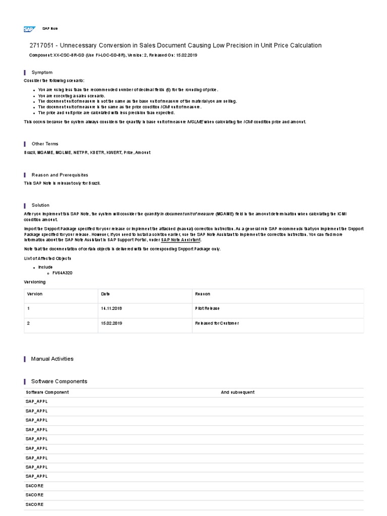 Unnecessary Conversion in Sales Document Causing Low Precision in Unit ...