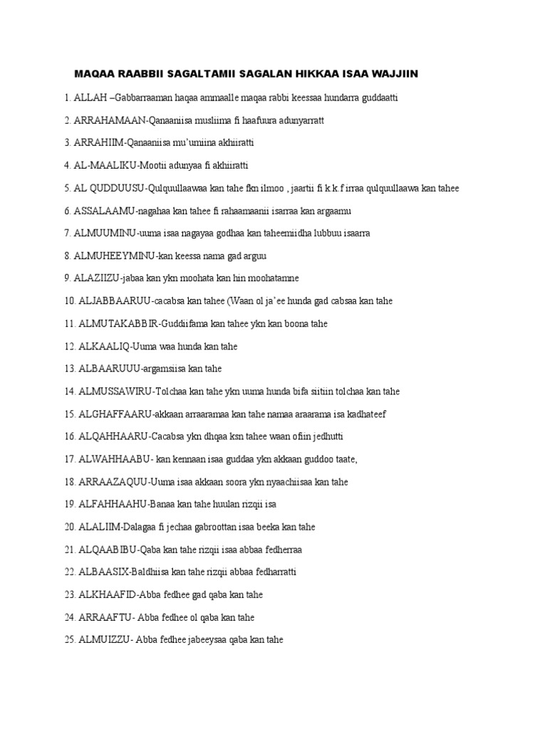 Maqaa Raabbii Sagaltamii | PDF