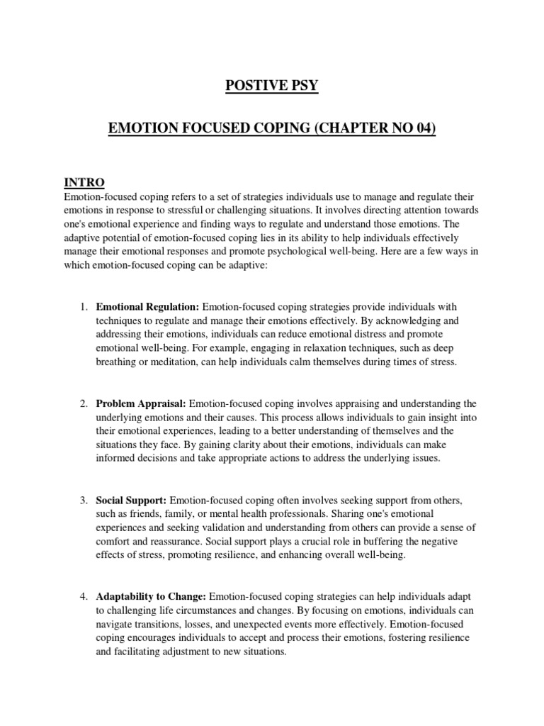 Emotion Focused Coping | PDF | Emotions | Social Support Emotion Focused Coping | PDF | Emotions | Social Support