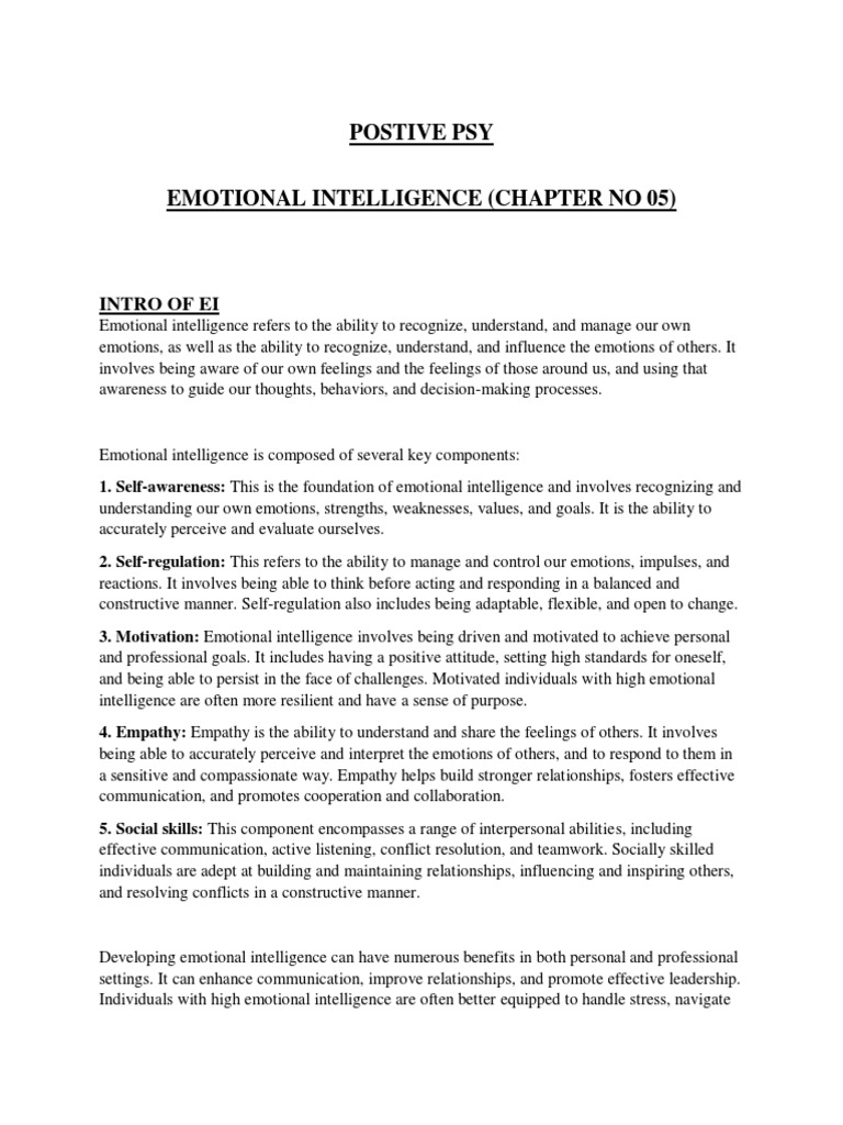 Understanding Emotional Intelligence | PDF | Emotional Intelligence ...