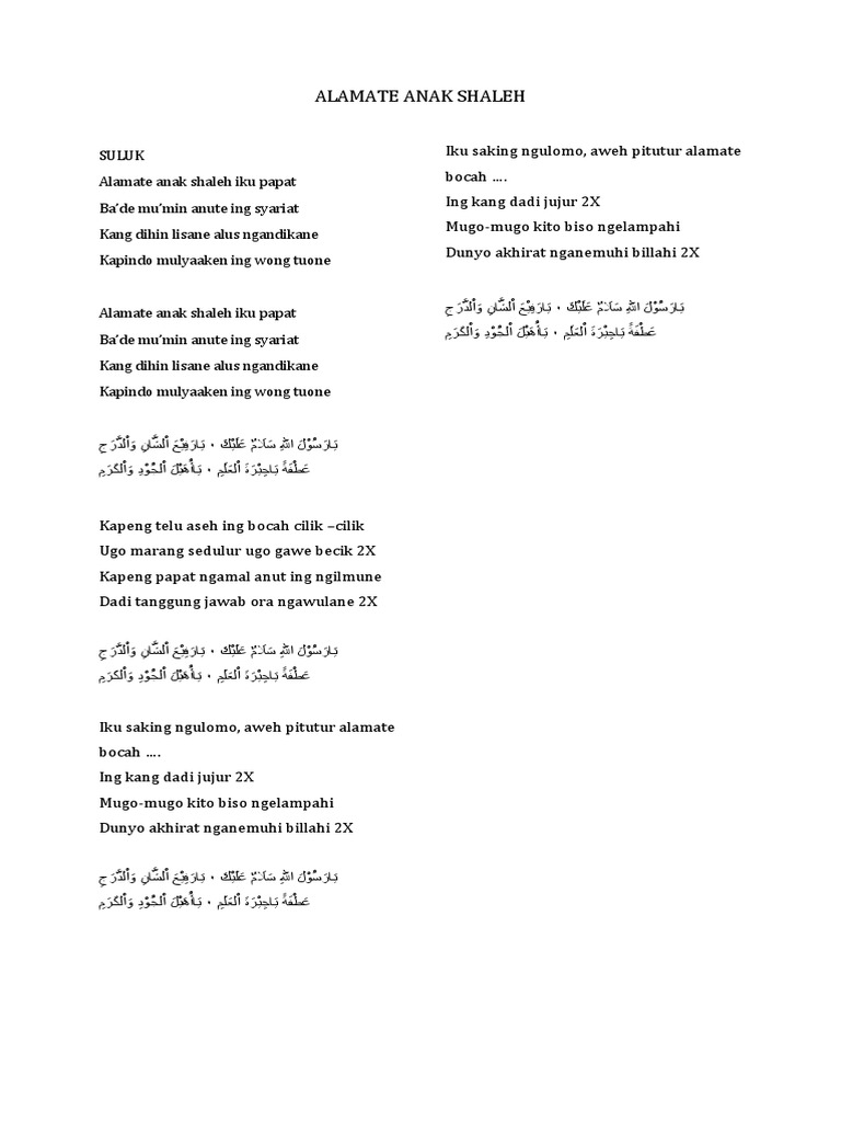 ALAMATE ANAK SHALEH | PDF