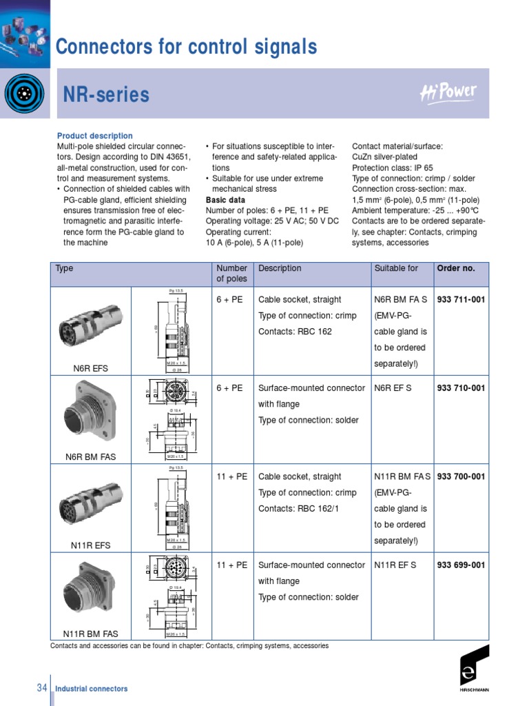 Connectors For Control Signals NR-series: Product Description | PDF | Electrical Connector ...
