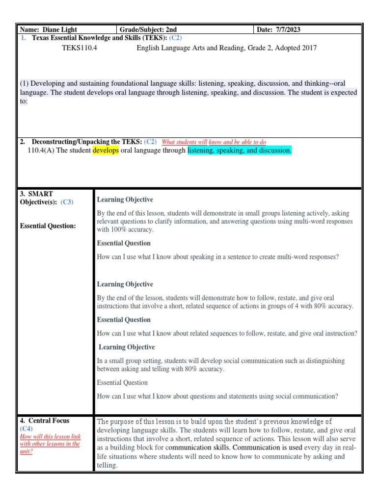 Edtpa Lesson Plan Guide LPG | PDF | Learning | Vocabulary