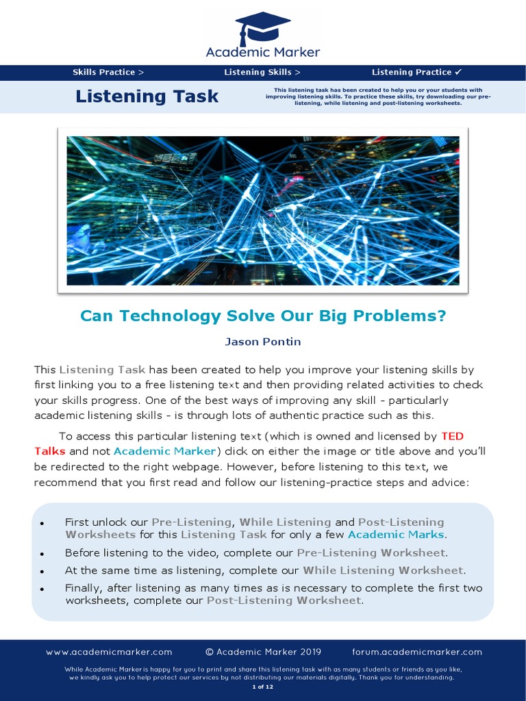 Listening Practice Technology Solving Problems Listening Task Academic ...