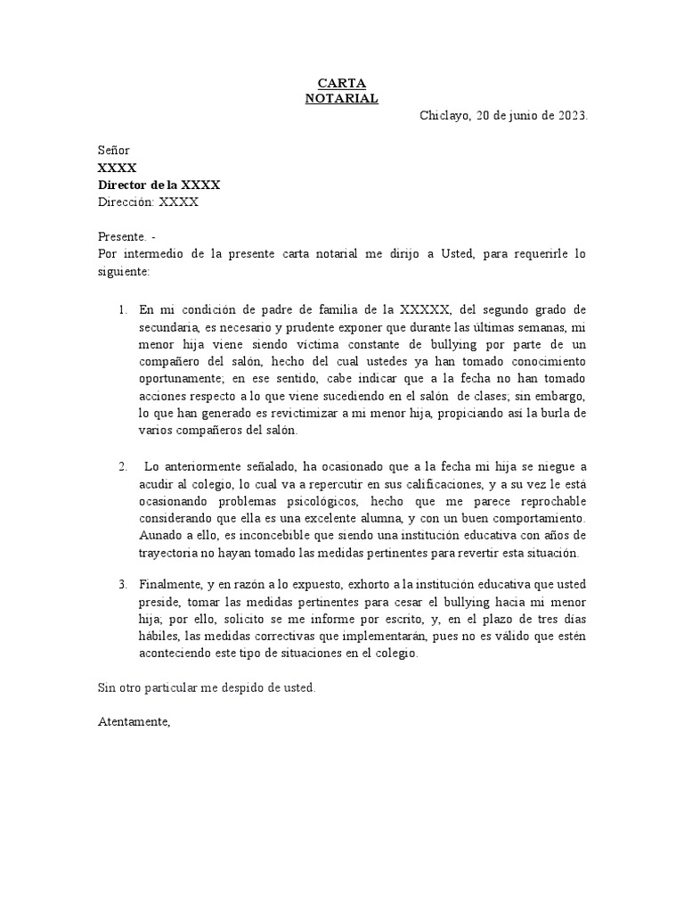 Carta Notarial Modelo | PDF