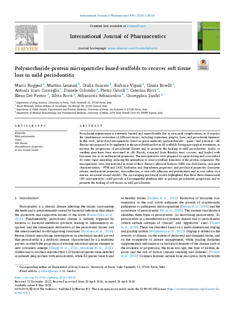 Polysaccharide Protein Microparticles Based Scaffold 2023 International ... Polysaccharide Protein Microparticles Based Scaffold 2023 International ...