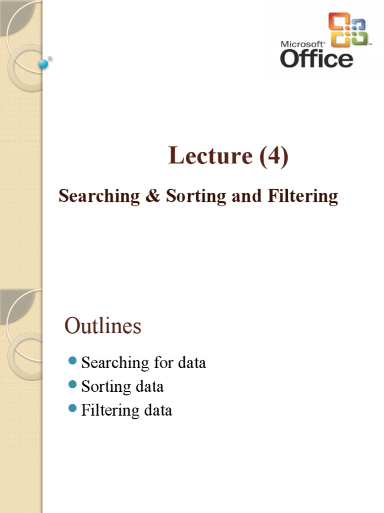 Lecture 3 Searching &sorting and Filtering | PDF | Computer Science | System Software