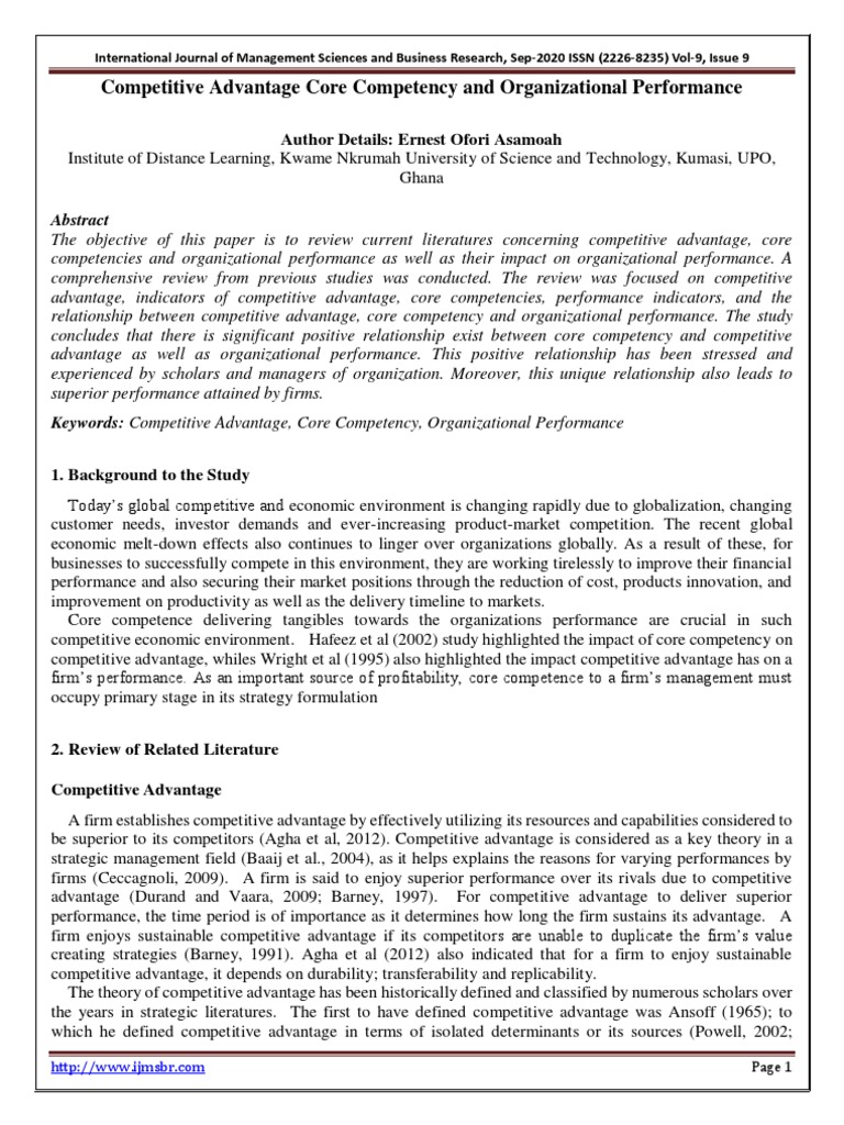 Competitive Advantage Core Competency An | PDF | Competitive Advantage ...