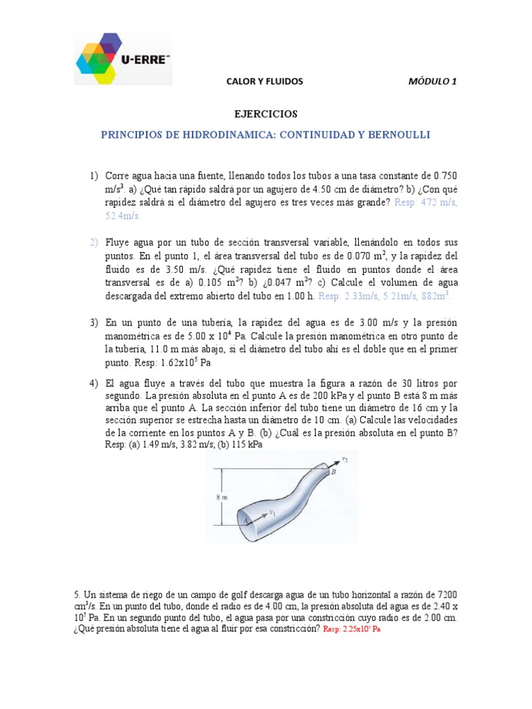 Act8 M1 Ejercicios Hidrodinamica | PDF