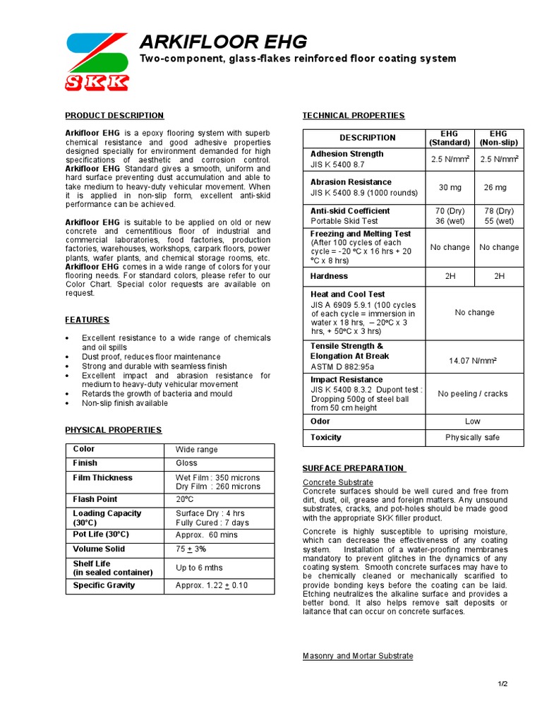 Arkifloor EHG | PDF | Acid | Concrete