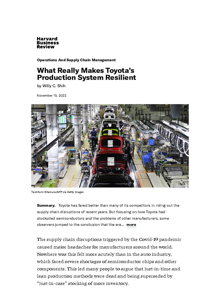 What Really Makes Toyota's Production System Resilient | PDF | Lean ...