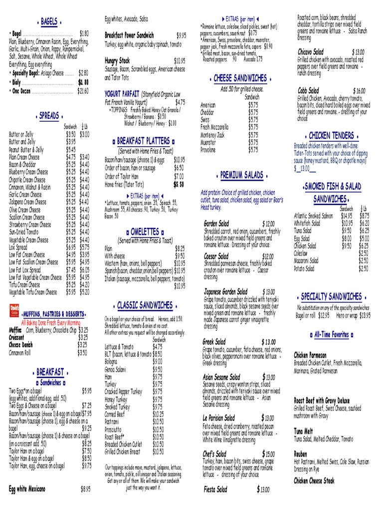 Best Bagel Menu Template | Download Free PDF | Salad | Coleslaw