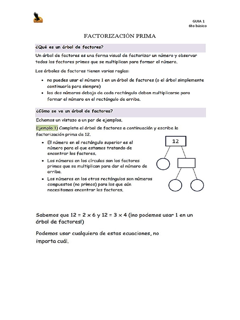FACTORIZACIÓN PRIMA GUIA | PDF