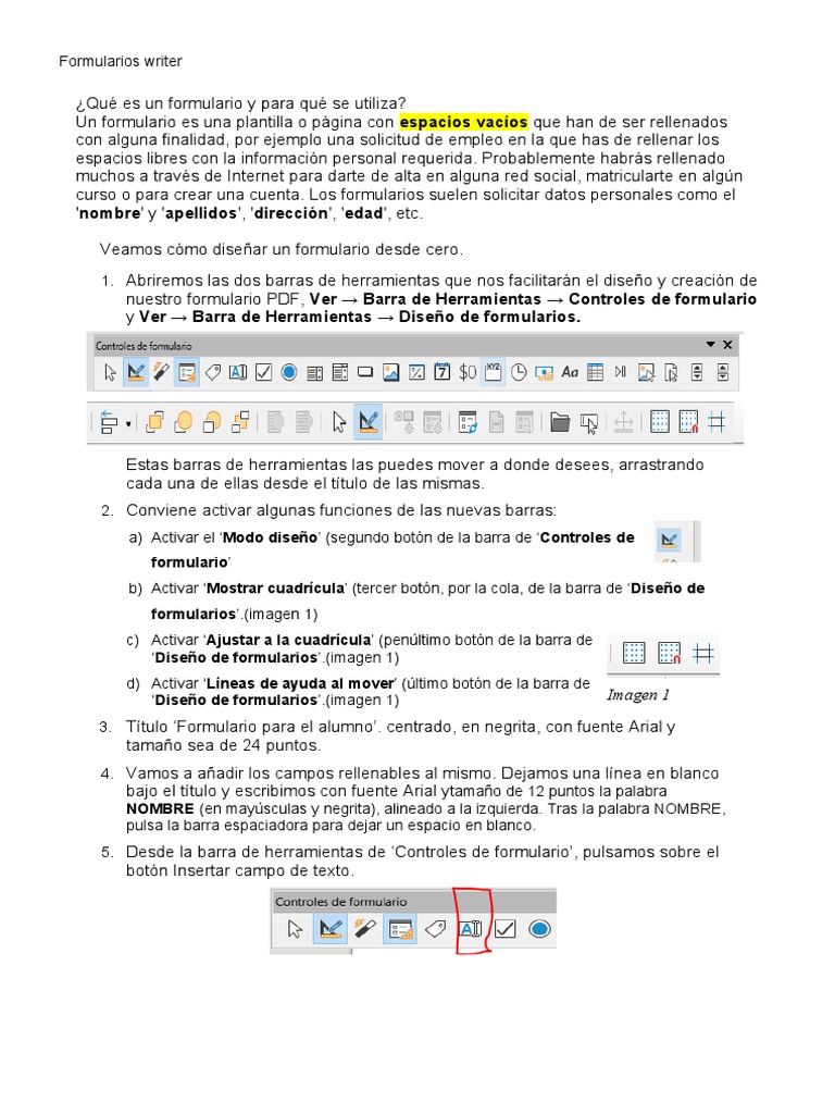 Formulario Writer | PDF | Ventana (informática) | Haga doble clic