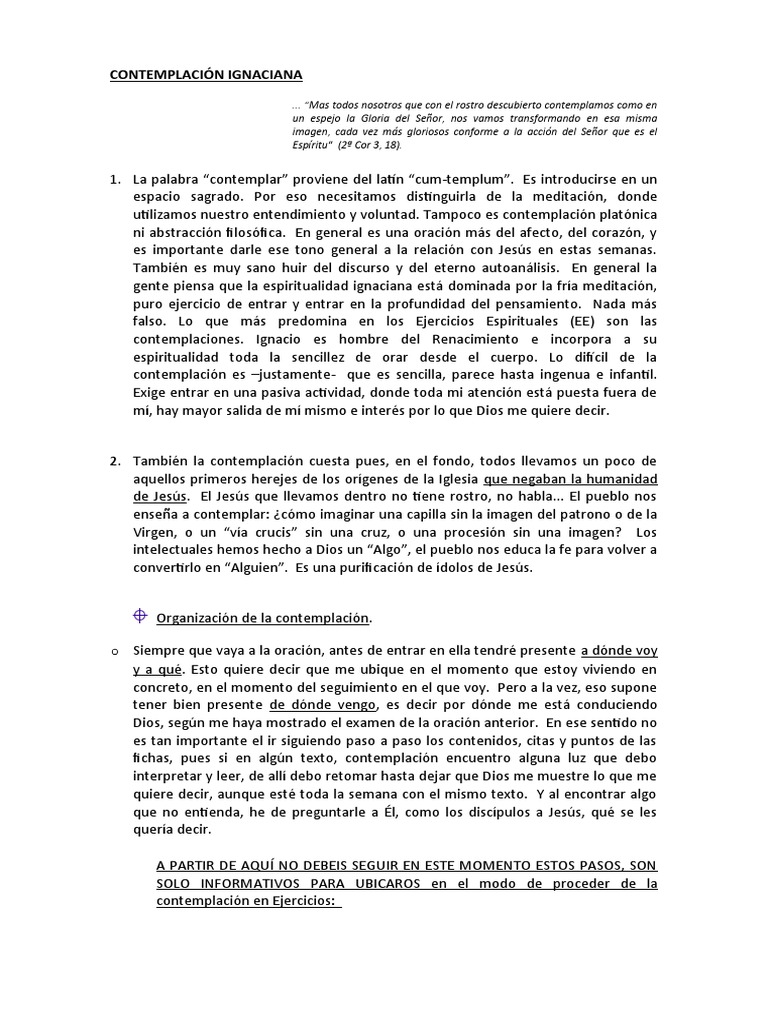Contemplación Ignaciana: Guía Práctica | PDF | Oración | Jesús