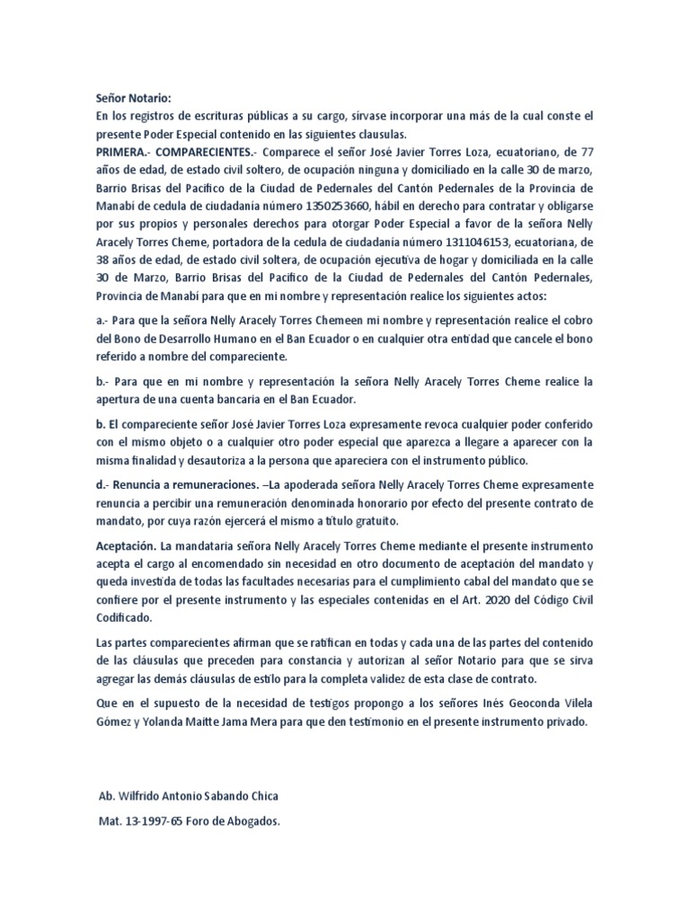 Modelo de Poder Especial en Ecuador | PDF | Ecuador | Justicia