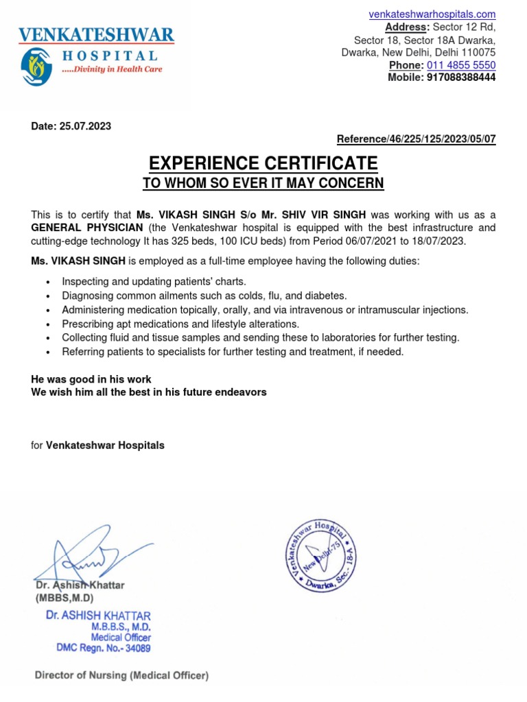 Experience Certificate: To Whom So Ever It May Concern | PDF