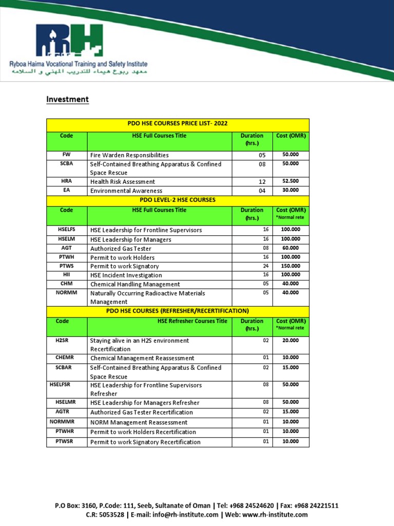 All Courses Price List | PDF | Crane (Machine) | Construction Equipment