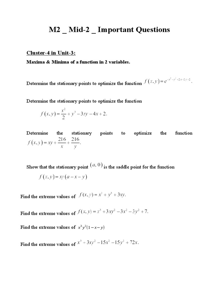 M2 - Mid-2 - Important Questions | Download Free PDF | Differential ...