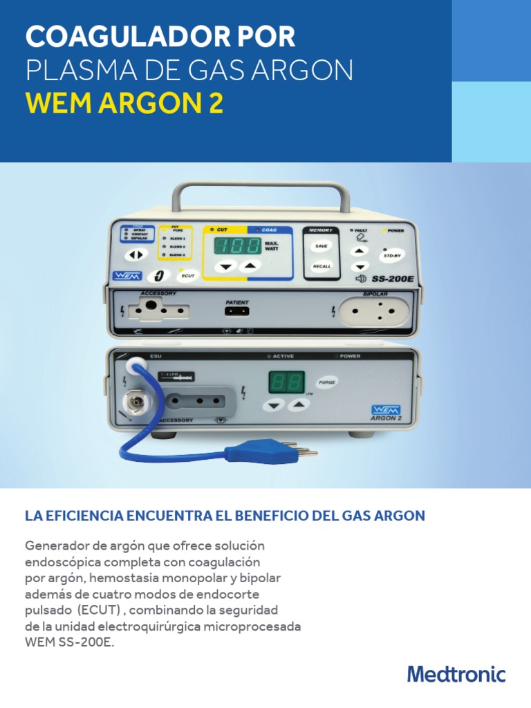 Coagulador de Argón WEM Argon2: Eficiencia y Seguridad | PDF