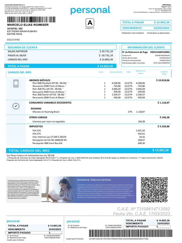 Factura Telecom Argentina: Detalles y Cargos | PDF | Economias | Business