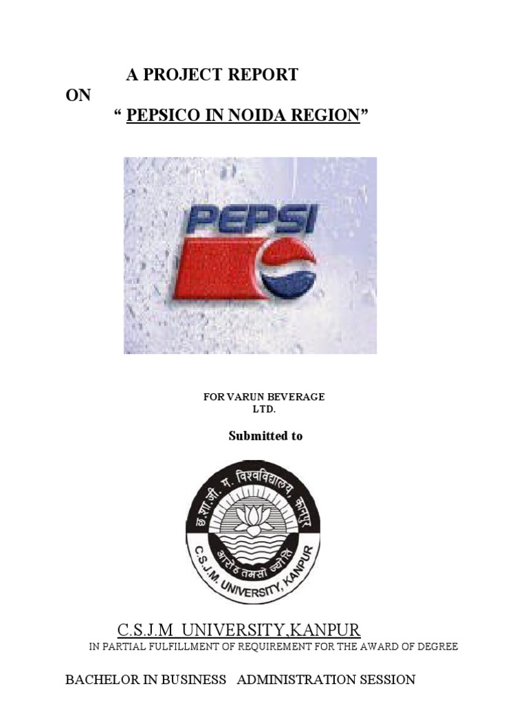 Market Survey Report On PepsiCo | PDF | Pepsi Co | Pepsi