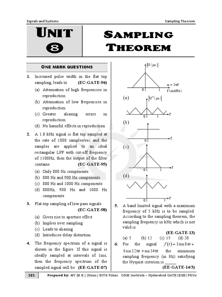 8 Sampling Theorem. | PDF | Sampling (Signal Processing) | Spectral Density