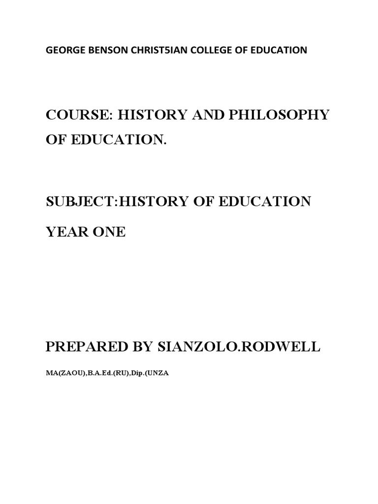 Module For History of Education 2020-2021 | PDF | Philosophy Of ...