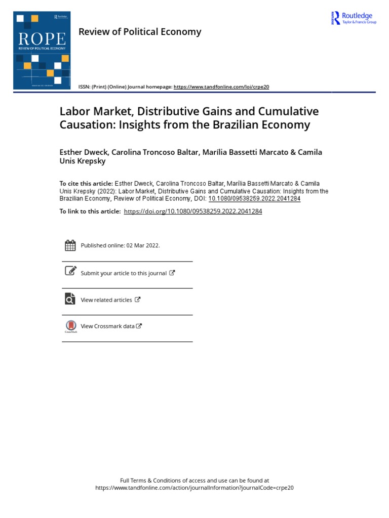 Labor Market Distributive Gains and Cumulative Causation Insights From ...