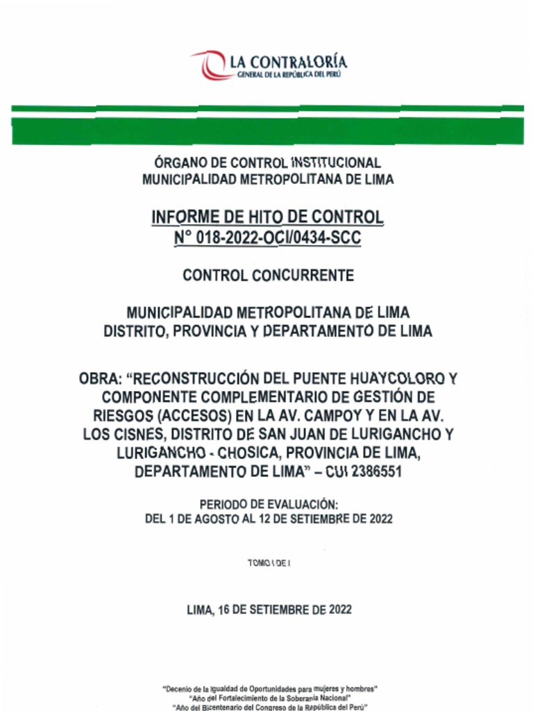 Hito de Control #018-2022-OCI-0434-SCC | PDF | Lima | Justicia